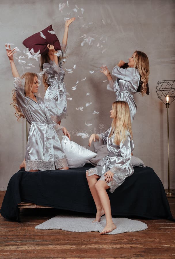 Pyjama party at home stock image. Image of lifestyle - 144606059