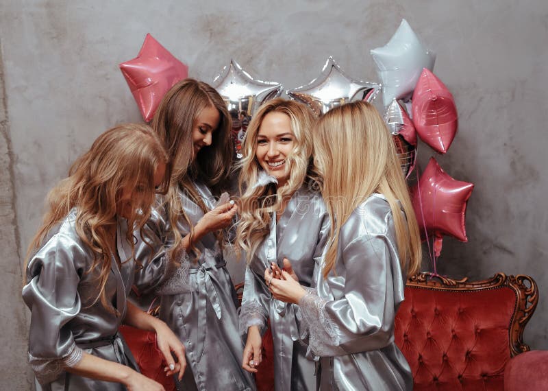 Pyjama party at home stock photo. Image of friendship - 144606086