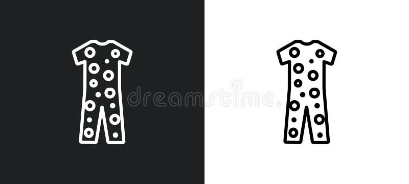 Pyjamas Outline Icon in White and Black Colors. Pyjamas Flat Vector ...