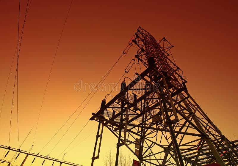 Pylon, Electrical Industrial Equipment Stock Image - Image of evening ...