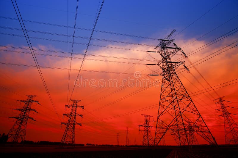 Pylon, High-voltage Tower Sky Background Stock Image - Image of supply ...
