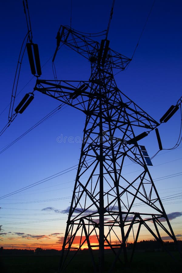 Pylon, High-voltage Tower Sky Background Stock Image - Image of ...