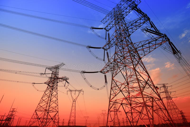 Pylon at sunset stock image. Image of sunset, structure - 261559023