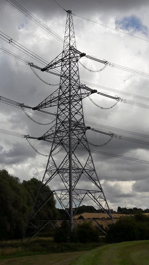 Pylon Against Sky with Trees Stock Image - Image of trees, pylon: 96572971