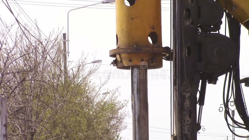 Pylon Boring Machine Drilling Stock Footage - Video of hydraulic ...