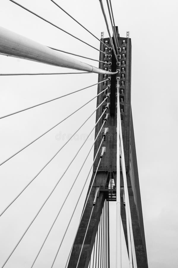 Pylon of Cable-stayed Bridge Stock Image - Image of connection, city ...