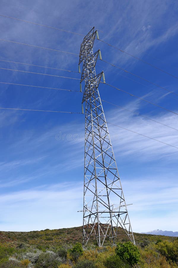 A Pylon Carrying a High Voltage Transmission Line Stock Image - Image ...