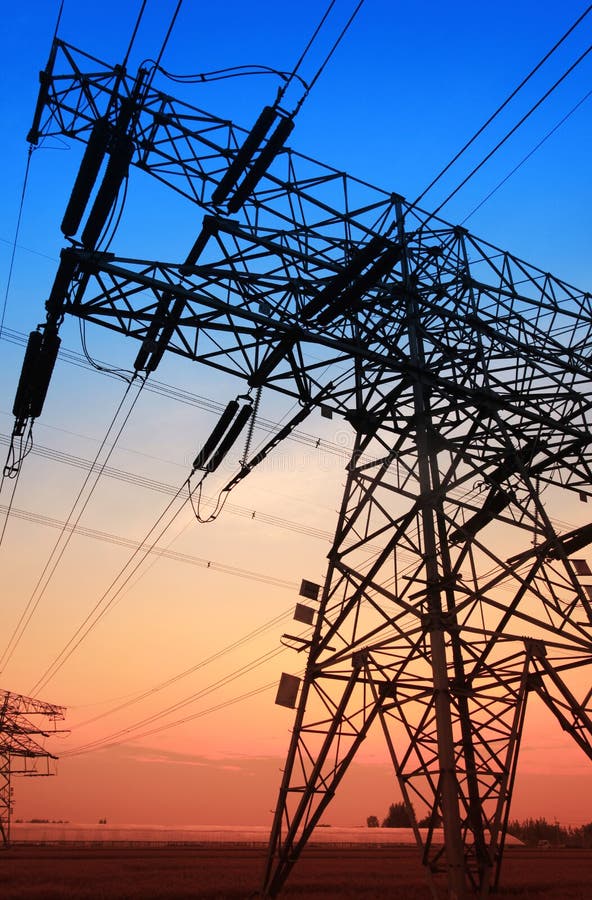 Pylon stock photo. Image of sunset, outdoors, structure - 45878808