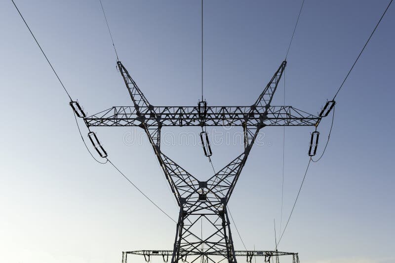 Pylon front view stock photo. Image of sunset, industry - 32916792