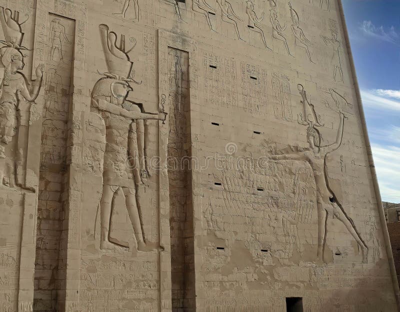 Pylon Gateway Temple of Edfu Stock Photo - Image of religion, egypt ...