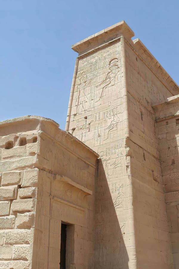 Pylon Gateway Temple of Edfu Stock Image - Image of writing, pharaoh ...