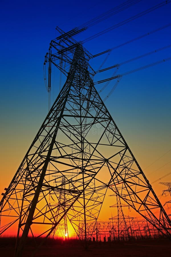 Pylon, High-voltage Tower Sky Background Stock Image - Image of wiring ...