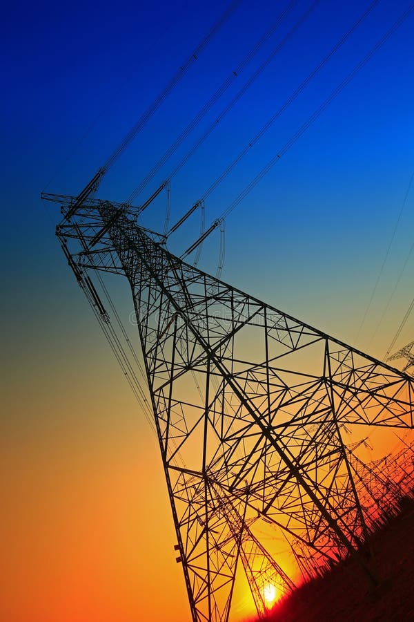 Pylon, High-voltage Tower Sky Background Stock Illustration ...