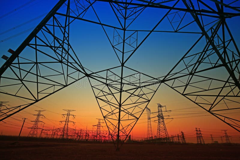 Pylon, High-voltage Tower Sky Background Stock Photo - Image of ...