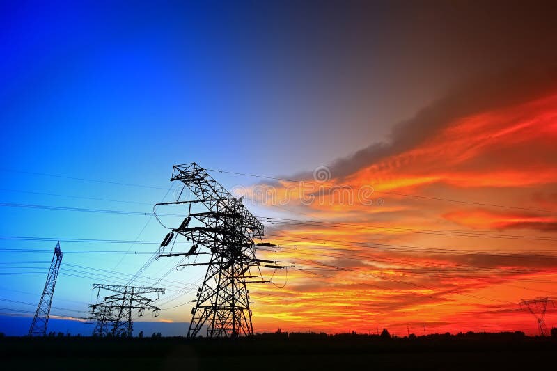 Pylon, High-voltage Tower Sky Background Stock Illustration ...