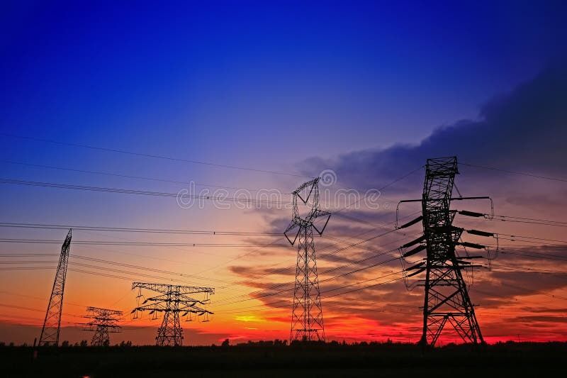 Pylon, High-voltage Tower Sky Background Stock Illustration ...