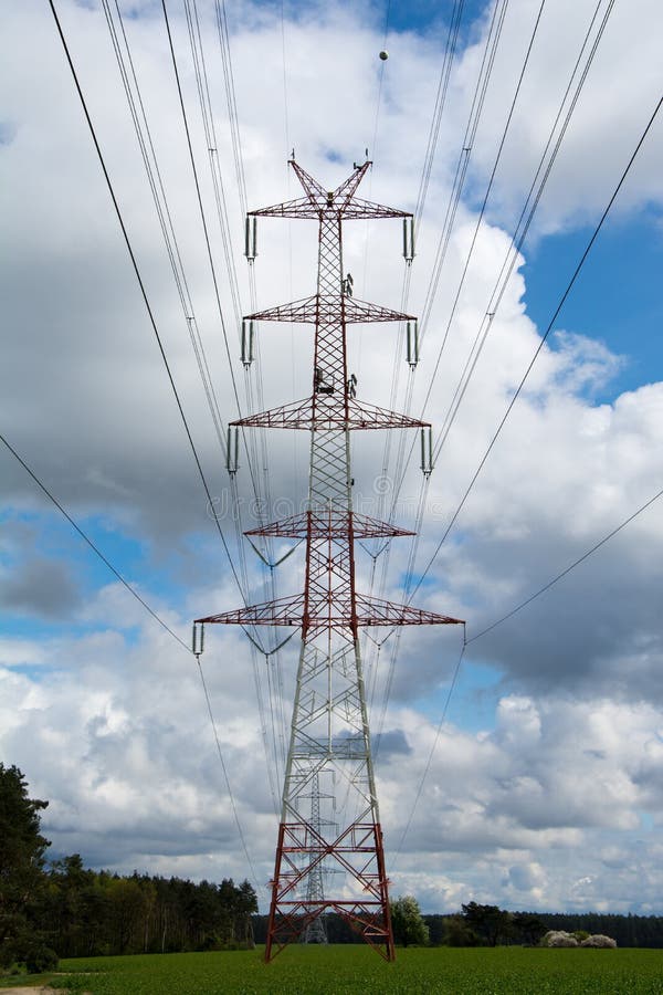 Pylon of High Voltage Transmission Line Stock Image - Image of high ...