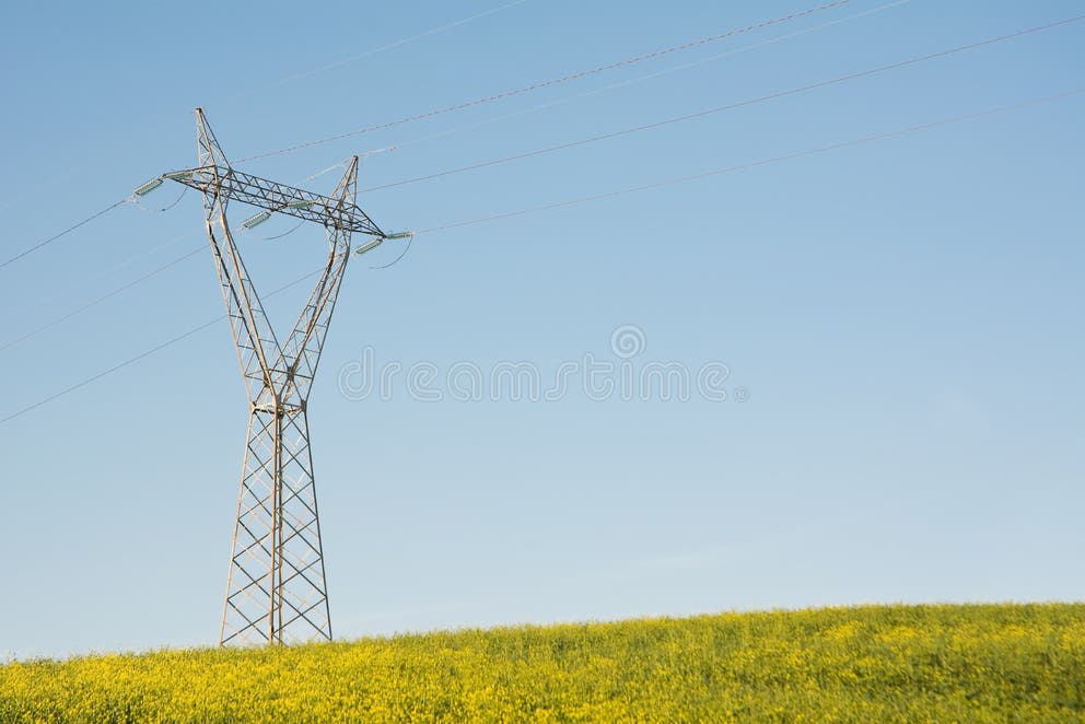 Pylon on hill stock photo. Image of energy, pylon, electrical - 69955946