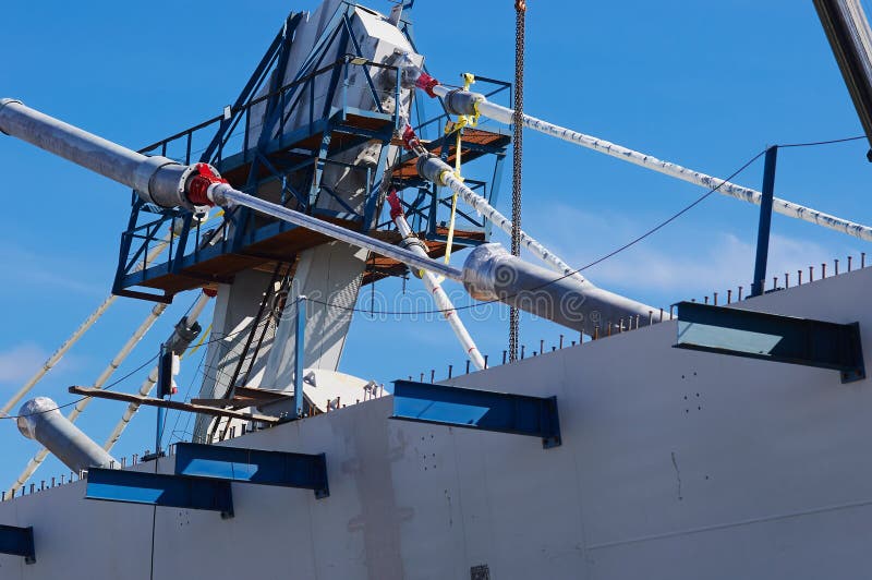 The Construction of Cable-stayed Bridge. Beam, Pylon, Cables and Cranes ...