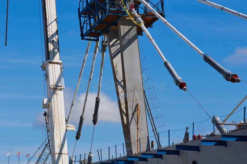 The Construction of Cable-stayed Bridge. Beam, Pylon, Cables and Cranes ...