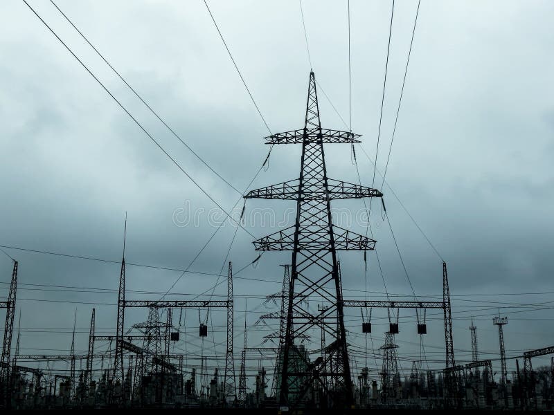 Pylon for Overhead Power Lines. Electric Pole Stock Image - Image of ...