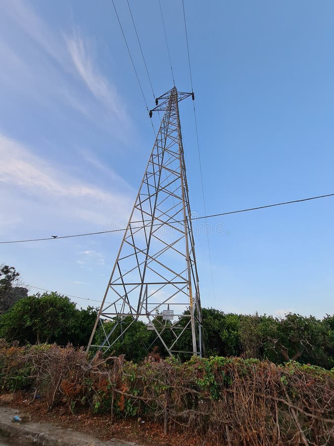Pylon for the Passage of High Voltage Stock Photo - Image of lamps ...