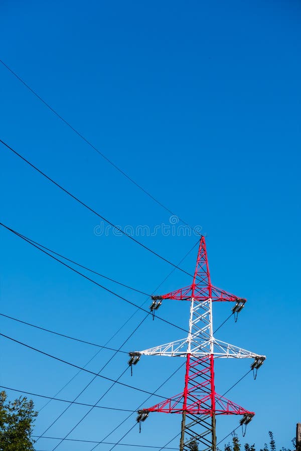 Pylon red and white stock photo. Image of energy, nuclear - 49017430
