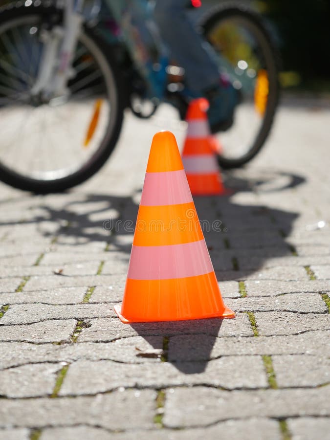 Pylon road stock image. Image of crashguard, cone, bike - 79605523