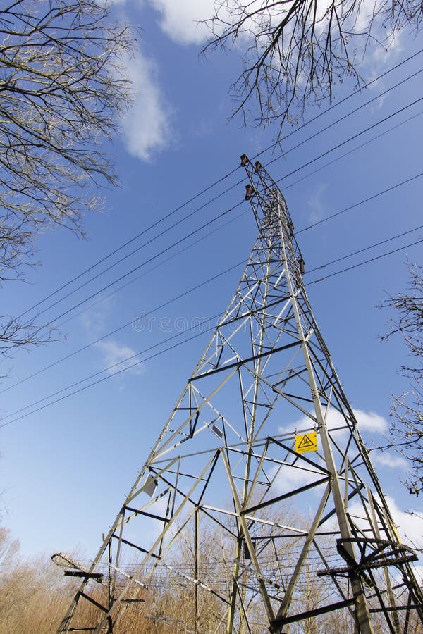 Pylon in the sky. stock photo. Image of cables, symmetrical - 38448302