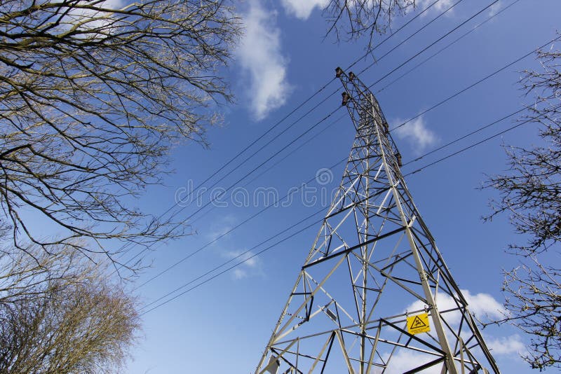 Pylon in the sky. stock image. Image of barbed, electricity - 38448313
