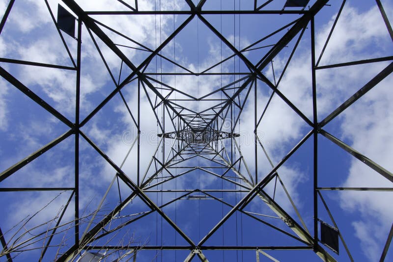 Pylon in the sky. stock photo. Image of cable, symmetry - 38448526