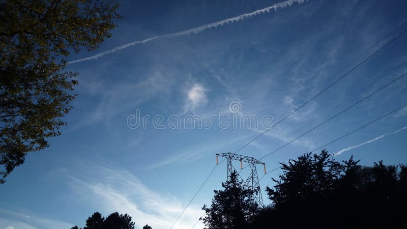 Pylon stock photo. Image of pylon, blue, evening, summer - 163807816