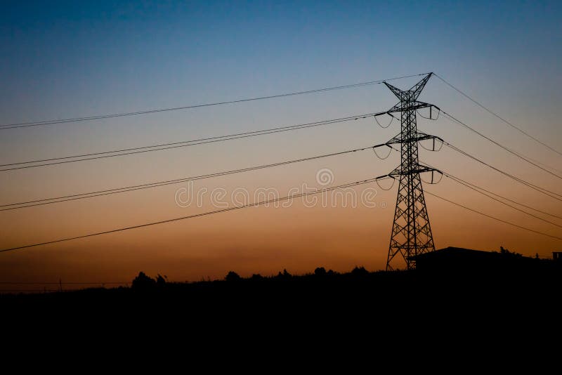 Pylon at sunset stock image. Image of electrical, equipment - 26413503