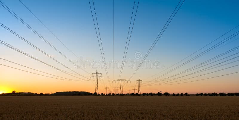 Pylon sunset stock photo. Image of industrial, electric - 32627420