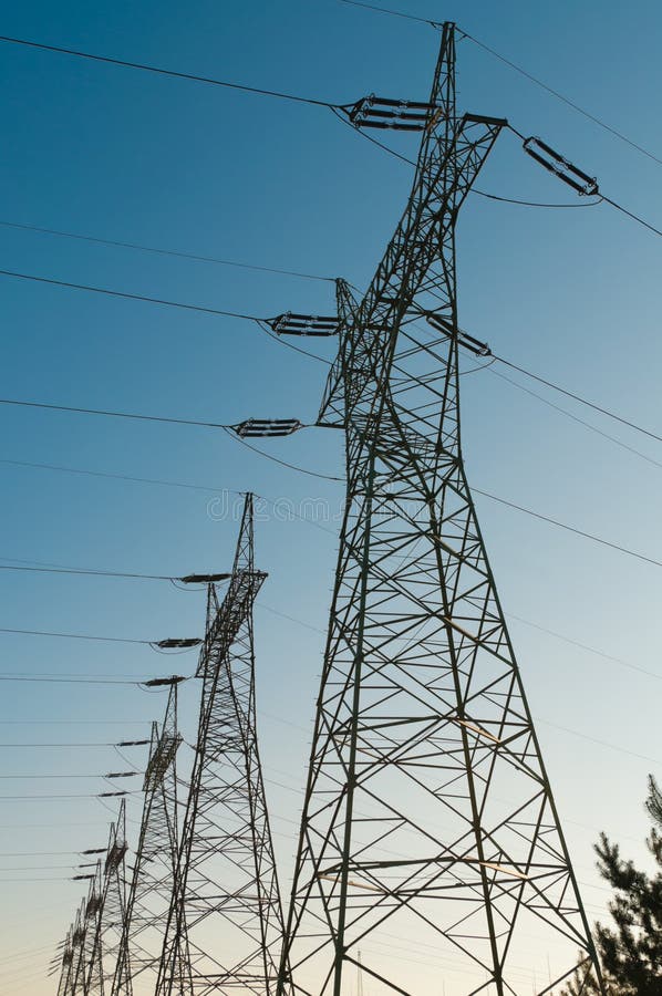 Pylon and Transmission Power Line Stock Photo - Image of lines ...