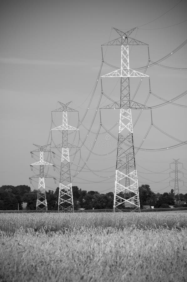 Pylon and Transmission Power Line Stock Image - Image of voltage ...