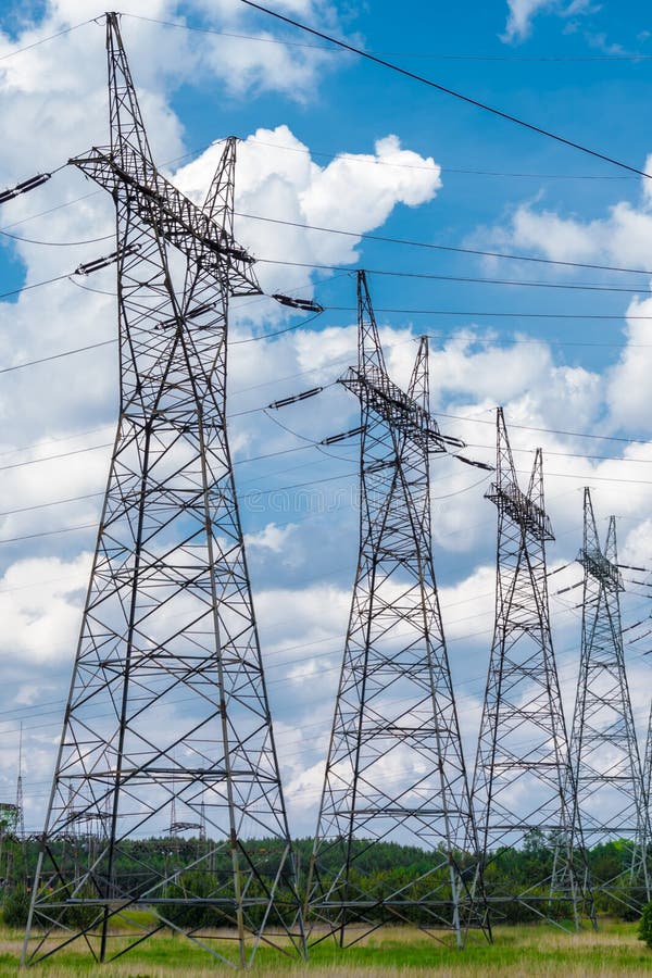 Pylon and Transmission Power Line Stock Photo - Image of cable, steel ...
