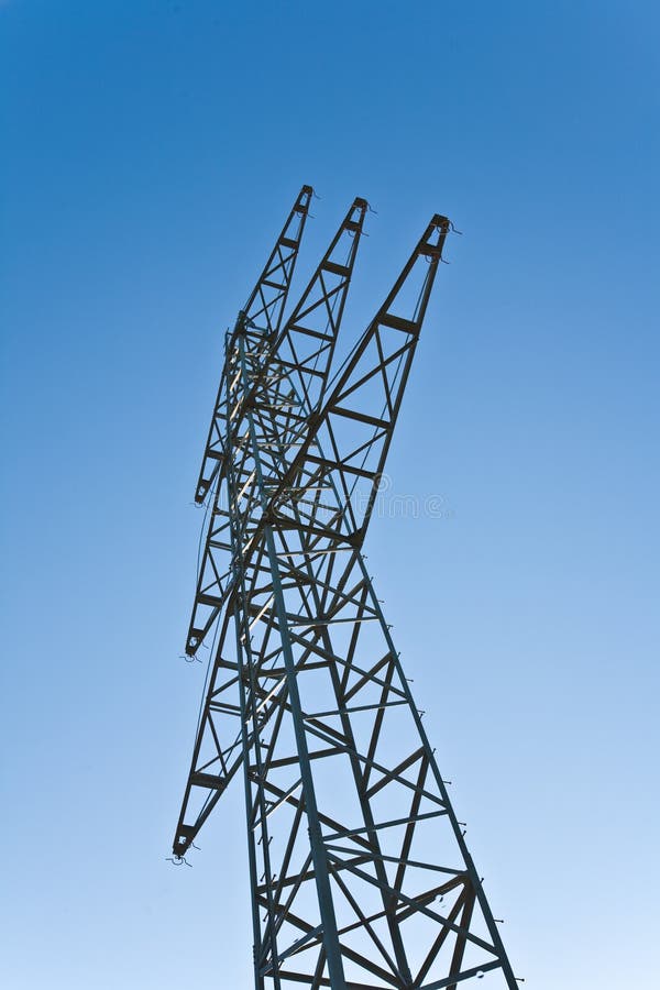 Pylon under clear blue sky stock photo. Image of cabling - 43499918