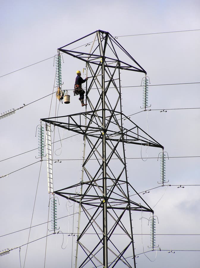 Pylon worker 2 stock photo. Image of voltage, volts, electricity - 155012