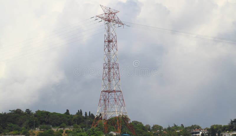 Pylons Background in the Sky Stock Photo - Image of route, pole: 58905924