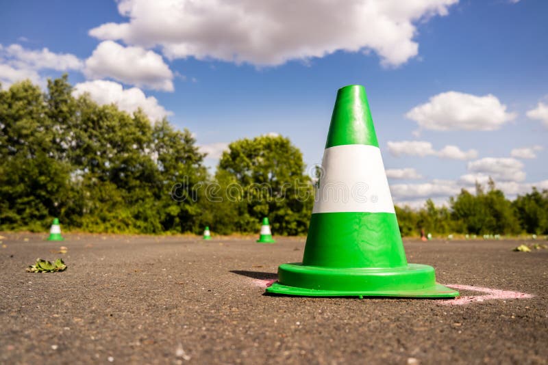 Pylons on a Driving Practice Area Stock Photo - Image of training ...