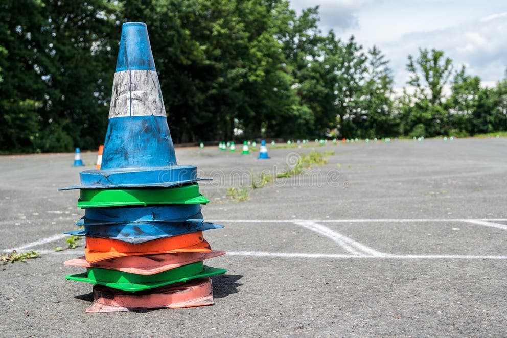 Pylons Driving range stock photo. Image of slalom, vehicles - 193379960