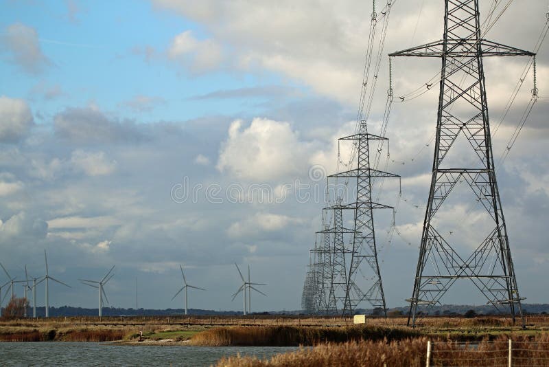 Pylons stock image. Image of cables, electricity, farm - 80898999