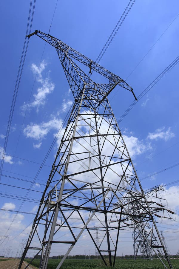 Pylons stock image. Image of cabling, cable, blue, energetic - 45458621