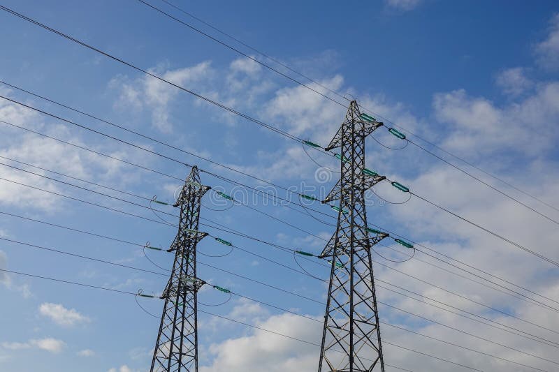 Pylons of Medium Voltage Power Line Stock Photo - Image of medium ...