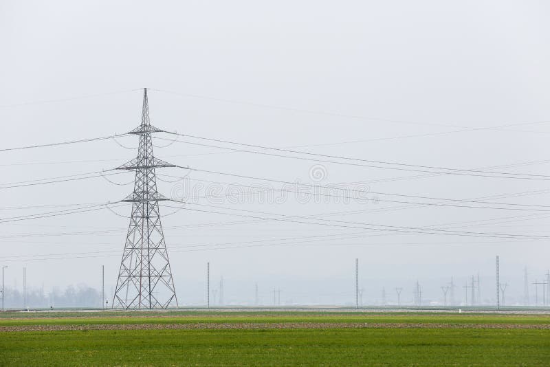 Pylons and power lines stock image. Image of lines, powerline - 38457701