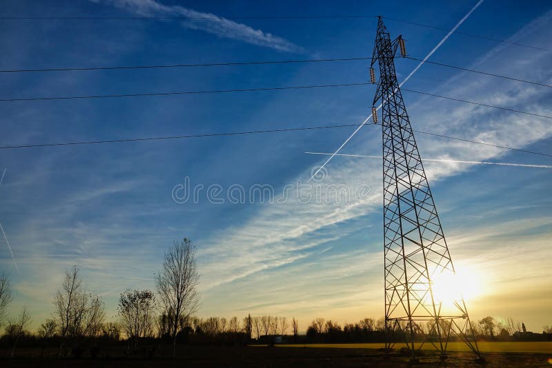 Pylons at Sunset, Photo Picture Digital Image Stock Photo - Image of ...