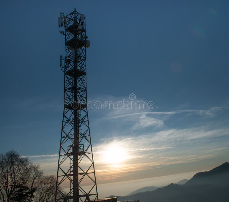 Pylons with Telecommunication Repeaters Stock Image - Image of radio ...