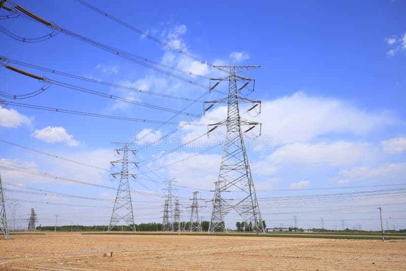The pylons stock image. Image of engineering, distribution - 175589433