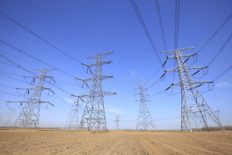 The pylons stock photo. Image of pylon, industry, structure - 175589914